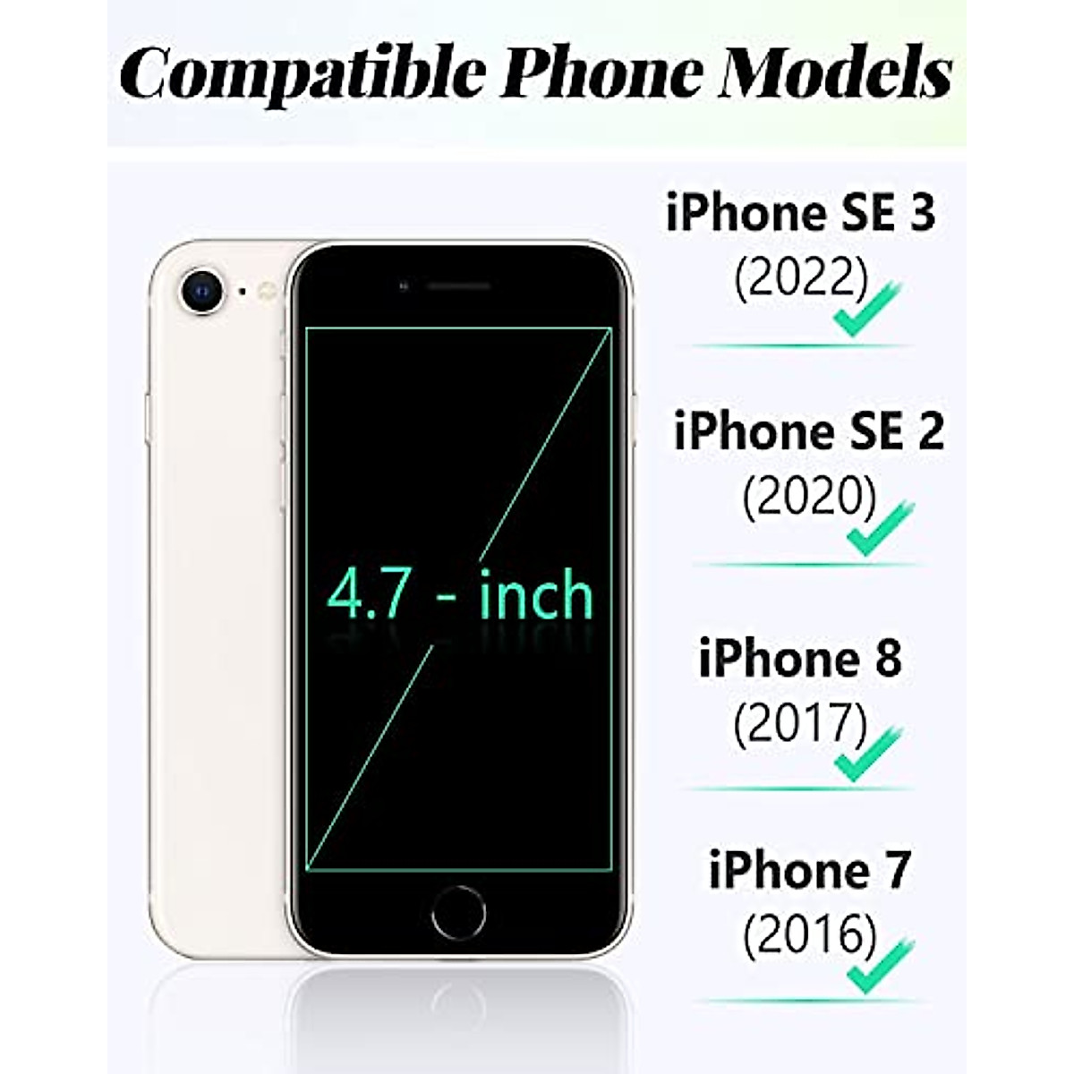 UEEBAI Wallet Case for iPhone SE 2022 5G/iPhone 7/iPhone 8/iPhone SE 2020, Premium PU Leather Magnetic Handbag Zipper Pocket Card Slots with Wrist Strap Flip Case for iPhone SE3/SE2 - Black