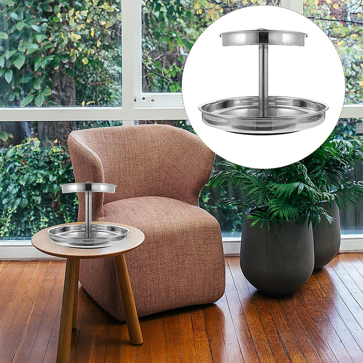 Hemoton Food Containers 2 Tier Fruit Basket Turntable Vegetable Baskets Round Snack Storage Organiser Stainless Steel Candy Dish Dessert Platter for Kitchen Hot Pot Home Party Decorative Tray