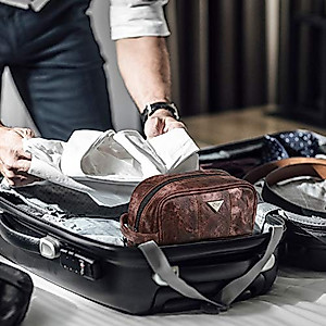 Men's Toiletry Bag, Travel Toiletry Bag for Men, Large Leather Dopp Kit for Men, Shaving Bag for Travel Accessories, LargeMens Toiletries Bathroom Organizer, Shaving kit, Dopp kit(Brown)