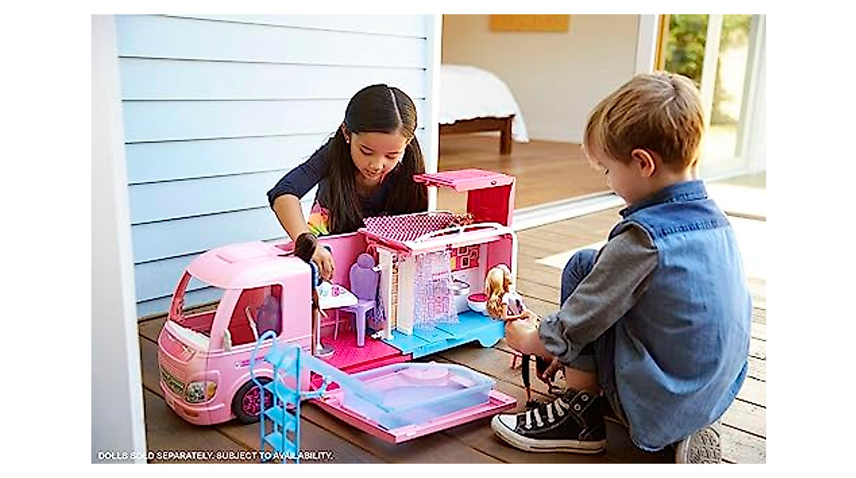 Buy Barbie DreamCamper Playset – Fun Transforming Camper with 50 ...