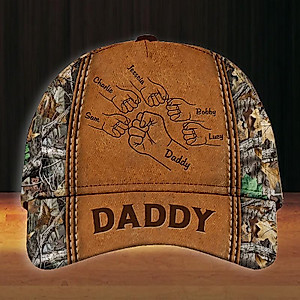 ParaDecor Personalized Dad Cap, Fist Bump Father's Day Family Cap, Custom Dad Cap, Dad Baseball Cap, 3D Baseball Cap Men, Baseball Cap for Dad, Fathers Day Hats for Men, Gift for Dad, Papa, Grandpa