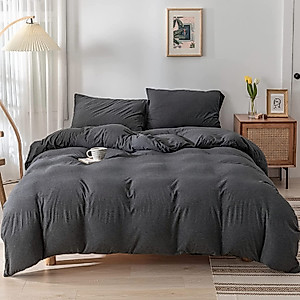 MWL Toy Jersey Knit Cotton Duvet Cover Set 3 Piece(1 Duvet Cover and 2 Pillow Cases),Ultra Soft and Comfortable,Suitable for Men,Women,Boys,Girls Bedding Set(Queen,Dark Coffee)