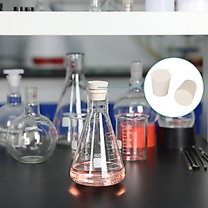 StonyLab Solid Rubber Stoppers, 10-Pack 7# White Tapered Lab Seal Rubber Stoppers, Fits StonyLab 250ml Erlenmeyer Flask
