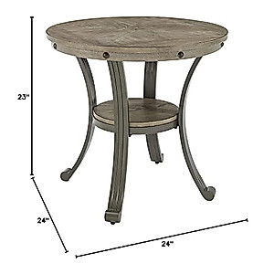 Powell Pewter Metal and Rustic Wood Side Table Franklin Dining
