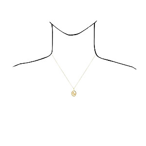 WJD Exclusives 10K Yellow Gold CZ Puerto Rico Palm Tree Oval Shape Disc Pendant, 30mm