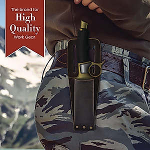 Style n Craft Utility Knife Sheath, Full-Grain Oiled Leather Knife Sheath, Compatible with Most Curved-Handle Knives (#70010), Dark Brown