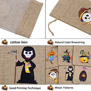 DIYASY 48 Pcs Halloween Burlap Gift Bags,Goodie Treat Bags with Drawstrings for Kids Halloween Party Favor