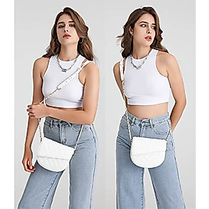 Ysaok Women Flap Crossbody Purses Over the Shoulder Chain Bags Vegan Leather Handbags (White)