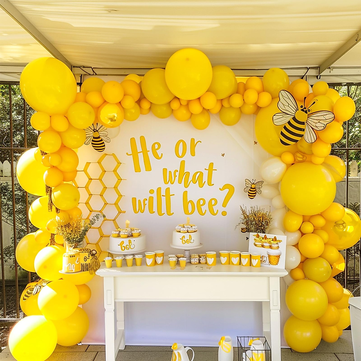 RUBFAC 145pcs Yellow Balloons Latex Balloons 18 12 10 5 Inch Party Balloon Kit Different Sizes for Birthday Party Wedding Balloon Graduation Baby Shower Decoration