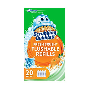 Scrubbing Bubbles Fresh Brush Flushables Refill, Toilet and Toilet Bowl Cleaner, Eliminates Odors and Limescale, Citrus Action Scent, 20 ct