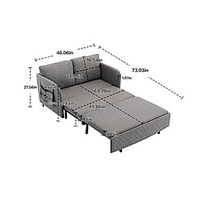 WALNUT Convertible Sleeper Sofa Bed, Velvet Loveseat Couch with Pull Out Bed, Small Sofa Bed with Headboard