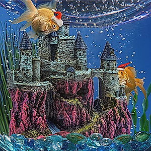Miracliy Castle Aquarium Decoration for Fish Tank, Large Resin Castle Decor for Fish Hideaway