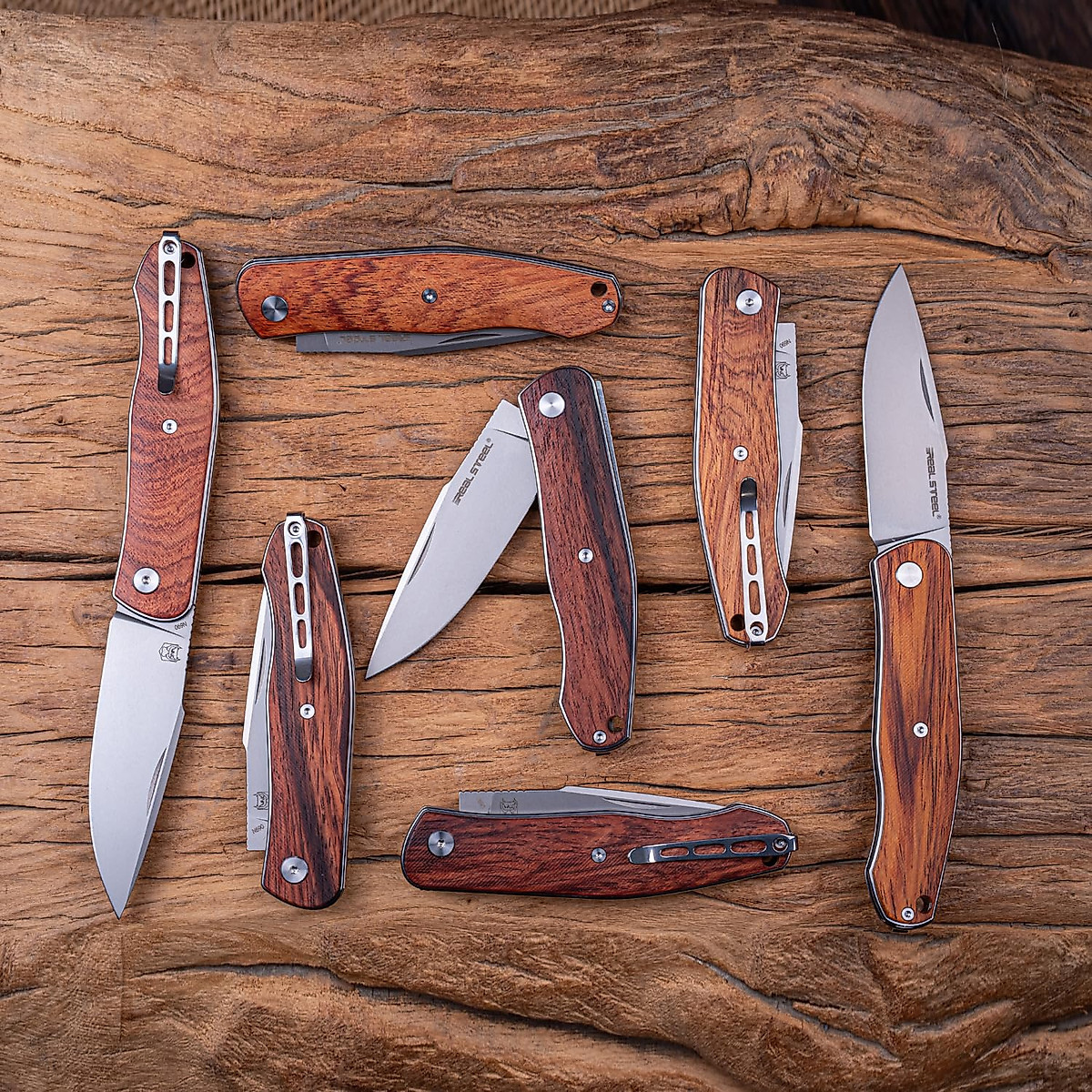 Real Steel Knives Serenity Slipjoint Folding Knife 3.375" N690 Satin Drop Point Blade, Rosewood Handle