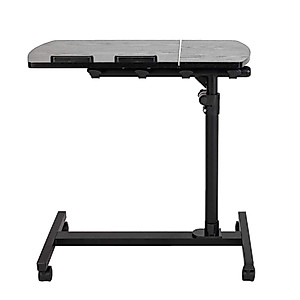 Portable Swivel Laptop Table Desk Adjustable Angle & Height Rolling Stand Tiltable Tabletop Desk Laptop Notebook Sofa/Bed Side Table Hospital Table Stand W/Lockable Casters, Black