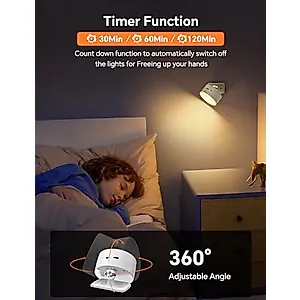 PURSNIC LED Wall Sconces, 16 RGB Colors Dimmable, Wireless Rechargeable Battery Operated, Wall Light with Remote, Magnetic 360°Ball, Auto Timer for Bedroom, Living Room, Hallway, White