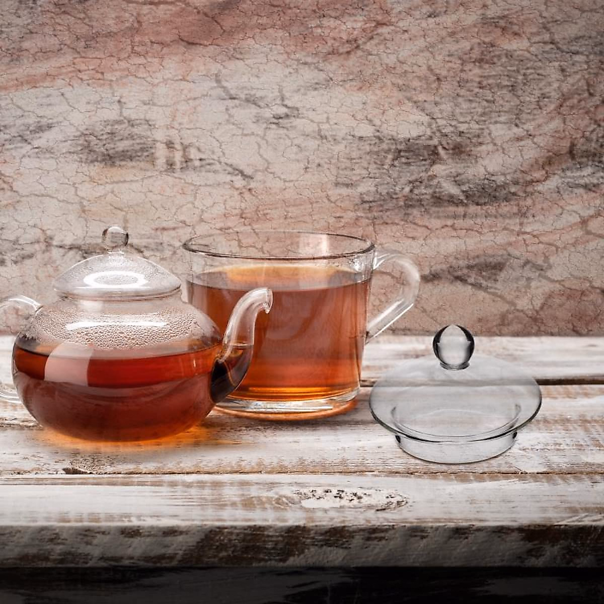 2-Pack Glass Teapot Replacement Lid - Clear Teapot Accessories with Strainer Cover for Home Kitchen Teapots