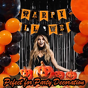 100pcs 12inch Halloween Balloons (Orange and Black Balloons). EUFARS Thicken Latex Matte Balloons for Halloween Decorations