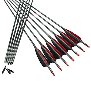 Linkboy Archery Pure Carbon Arrows Spine 300 340 400 500 600 700 800 for Compound Recurve Bow Hunting Shooting Target 12pcs (spine 400 30inch)