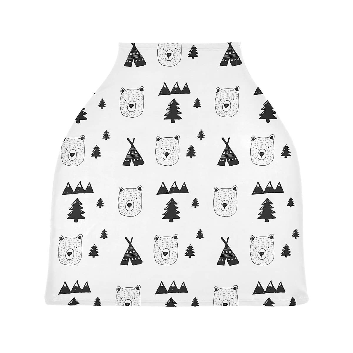 Baby Bear Forest Baby Car Seat Covers Canopy Nursing Cover Breastfeeding Scarf Soft Breathable Stretchy Coverage Infant Stroller Cover Multi Use for Boys Girls Babies