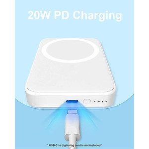 Miady Magnetic Wireless Portable Charger 5000mAh, USB C PD 20W Fast Charging Power Bank, Magnetic Battery Compatible with iPhone 14, 14 Pro, 14 Pro Max/13, 13 Pro, 13 Pro Max