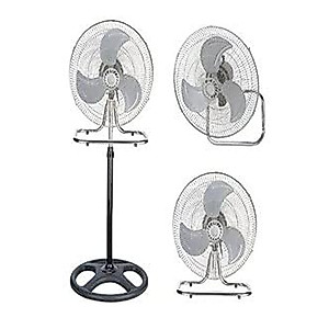 PrimeTrendz 3 in 1 (Stand + Desk + Wall Fan) High Velocity 18 Inch Industrial Grade Floor Stand Mount Oscillating Blower Fan