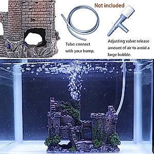 Ulifery Castle Ruins Aquarium Decorations Moss Fish Tank Ornaments with Bubbler for Betta Hideout