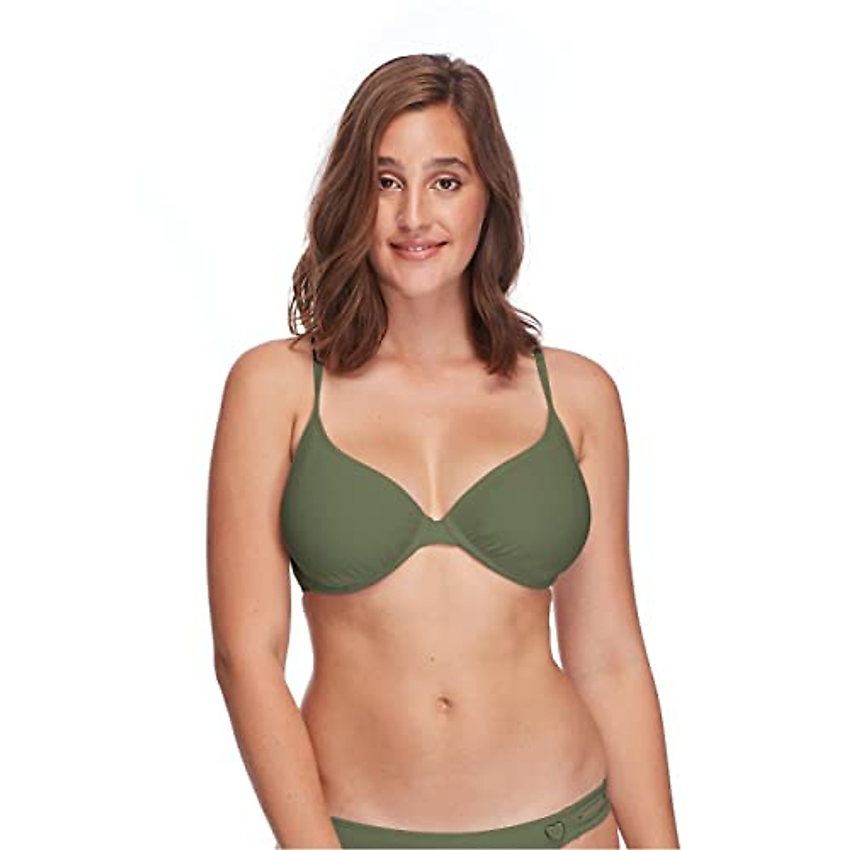 Body Glove Women's Standard Smoothies Solo Solid Underwire D, DD, E, F Cup Bikini Top Swimsuit, Cactus, D