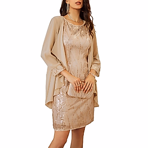 GRACE KARIN Gold Sequin Dress Formal Dresses for Women Evening Party Birthday Festival Dress XL