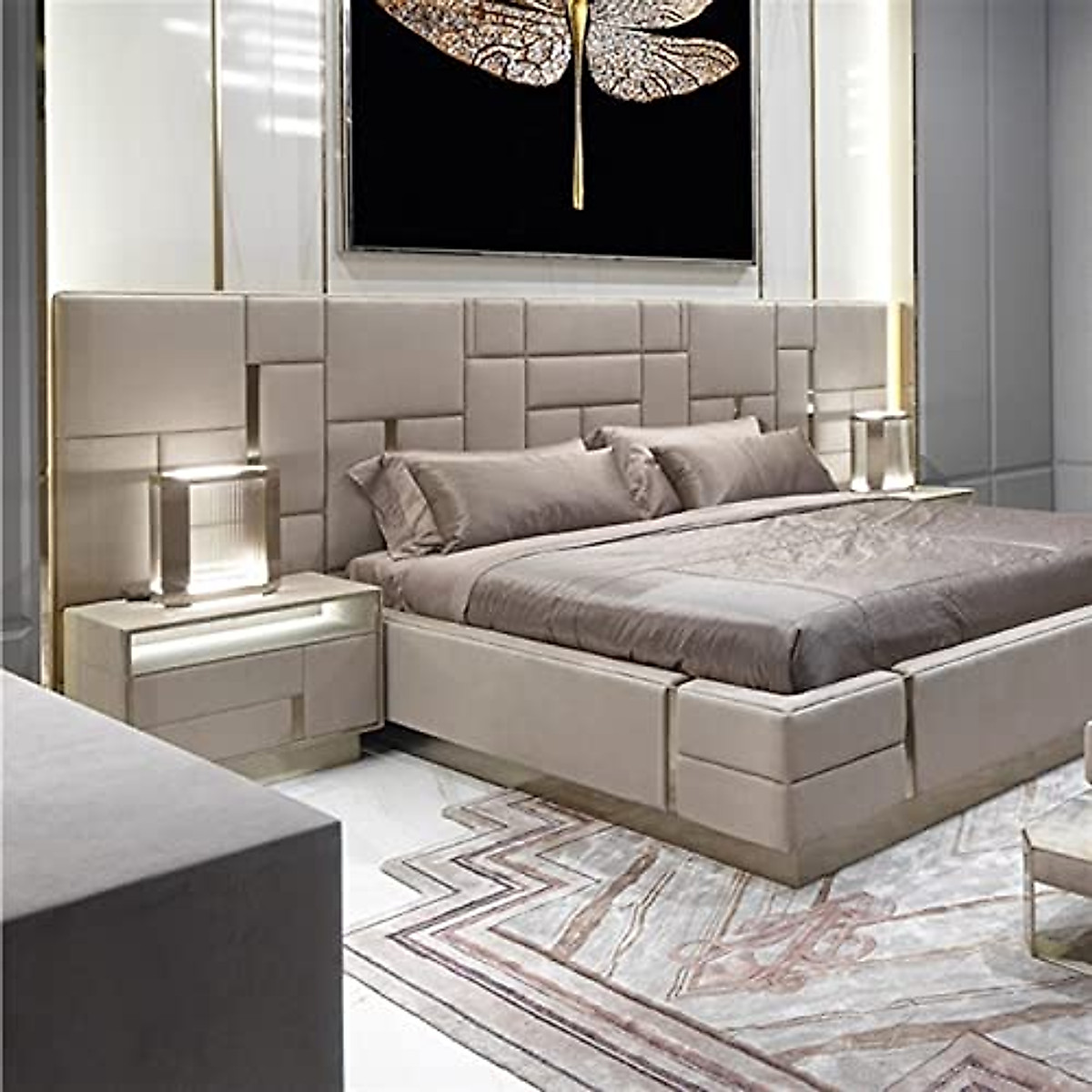 HIGOH Bedside Table Luxury Bedside Cabinet, Storage Cabinet, Corner Table, Living Room, Simple Bedside Cabinet