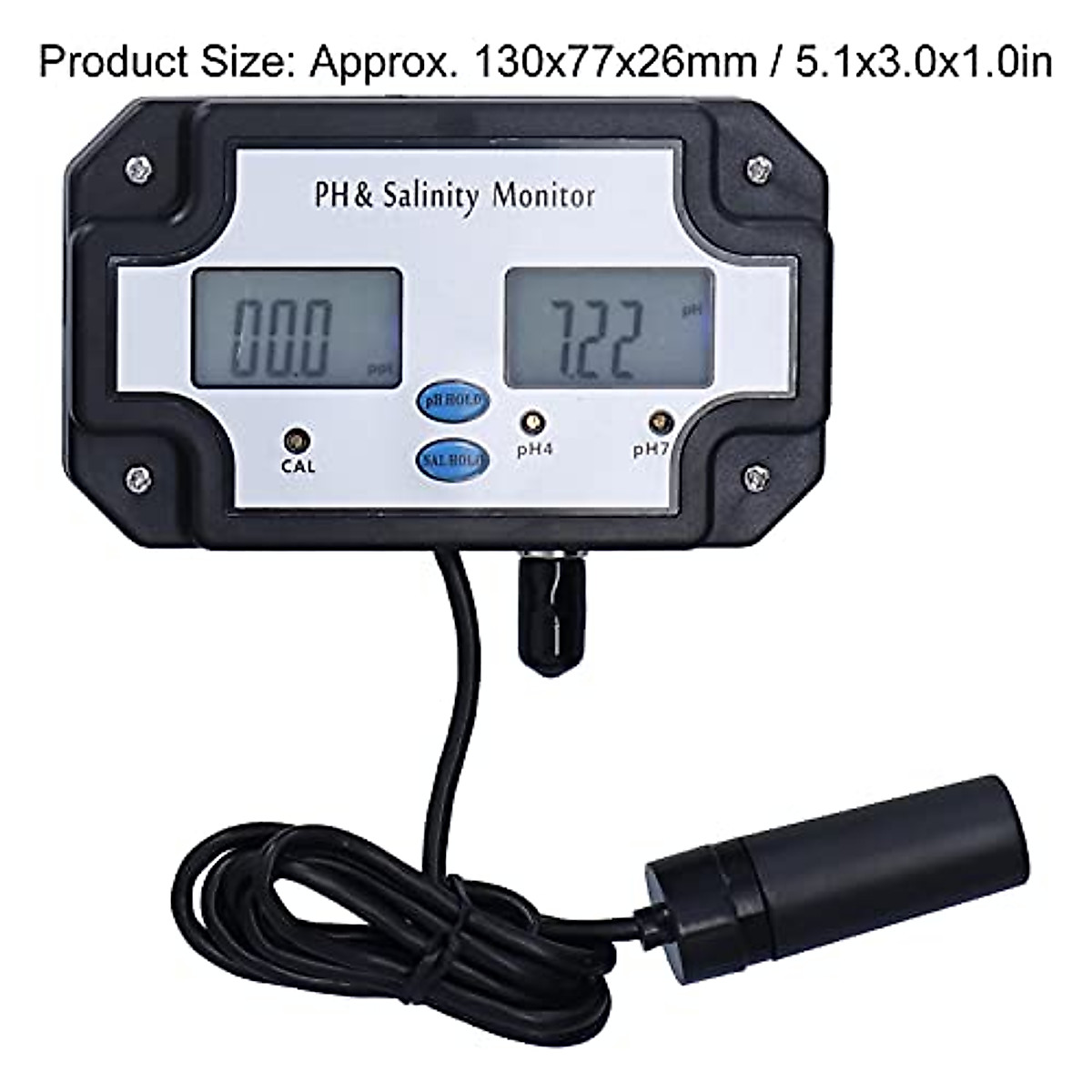 Alvinlite Water Quality Meter, PH & Temperature 2-in-1 Monitor Meter, Dual Display Water Quality Monitoring Kit High Accuracy for Aquarium Hydroponics Pools Tanks Spa(110V)