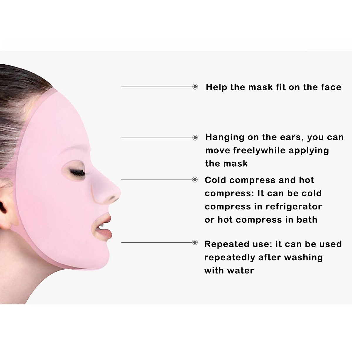 Angzhili 2 Pack Silicone Moisturizing Mask for Sheet Mask,Reusable Facial Mask Cover with Hook,Sheet Mask Cover for Slow Down the Evaporation of Mask Essence,Face Care Tool (White)