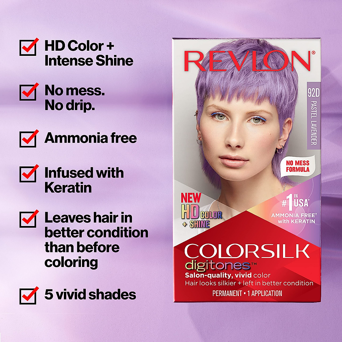 Bundle of Revlon Colorsilk Digitones with Keratin Hair Color in 95D Pastel Pink + Revlon Color Effects Highlighting Kit in 60 Platinum