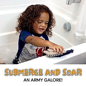 SplashEZ Mold Free Bath Toys for Kids & Toddlers, Sealed No Hole Baby Bath Toys, Soft Durable Military Set, Float on Water, No Mold Design for Shower Tub Pool, Infant Babies Ages 0-1-3-6-12-18 Mo