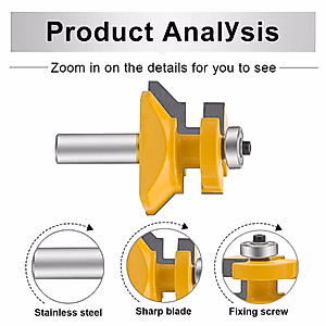 LETBUY Flooring 2 Bit Tongue and Groove Flooring Router Bit Set 1/2-Inch Shank (2 pcs)