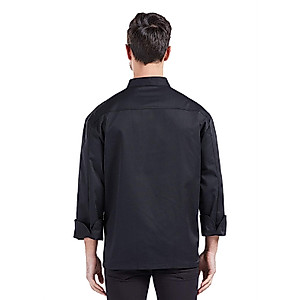 Nanxson Unisex Chef Coat Men's Long Sleeve Chef Jacket Restaurant Kitchen Cooking Zipper Chef Uniform CFM0058 (Black, XL)