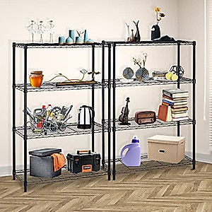 YIQIEDEY Storage Shelves 4 Tier Shelving Unit with Feet NSF Heavy Duty Height Adjustable Large Metal Shelves for Storage Commercial Grade Steel Utility Layer Shelf 1000 LBS Capacity-14x36x54 (Black)