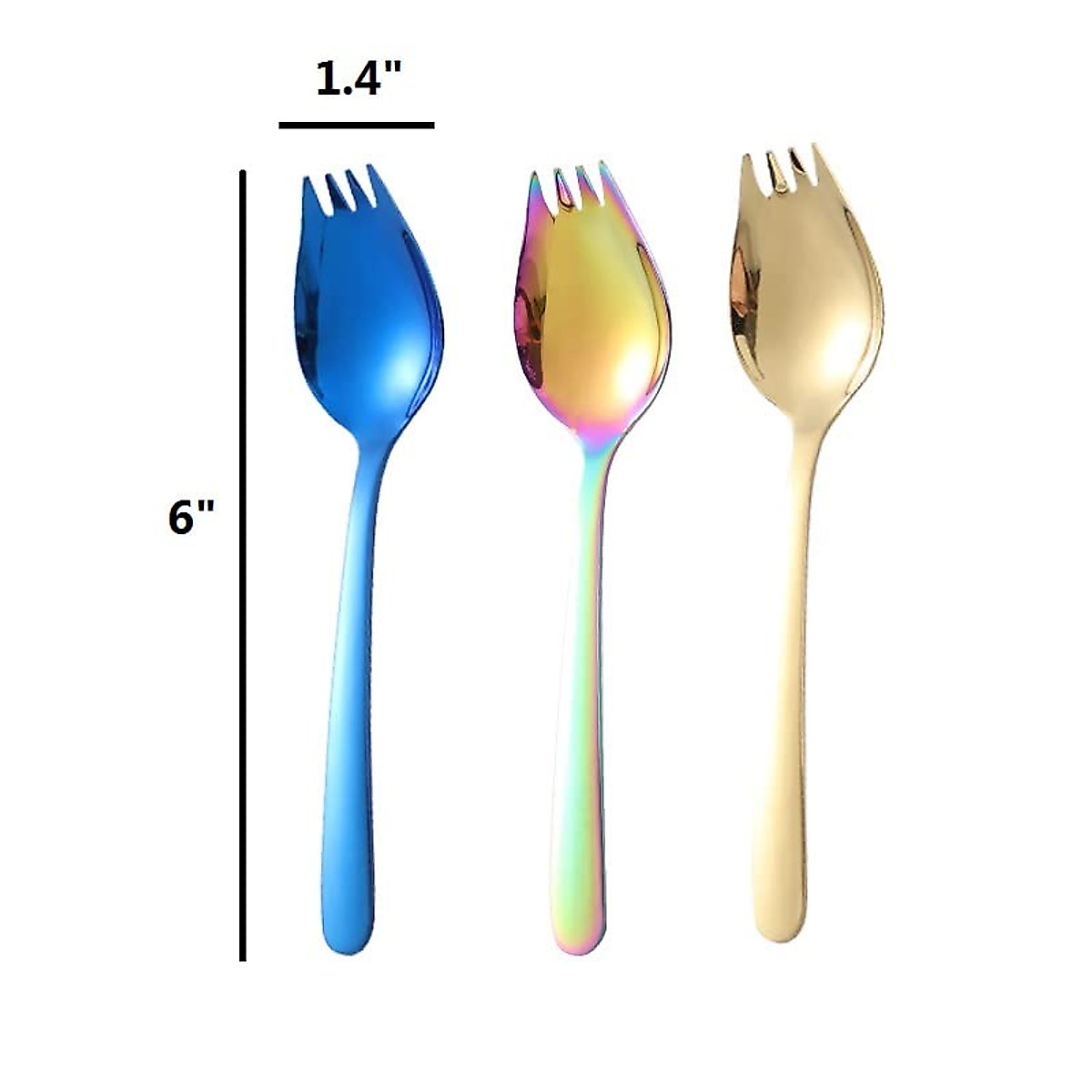 5PCS Rainbow Salad Dessert Fork, Stainless Steel Spaghetti Forks Perfect for Home and Kitchen-15cm (Multicolor)