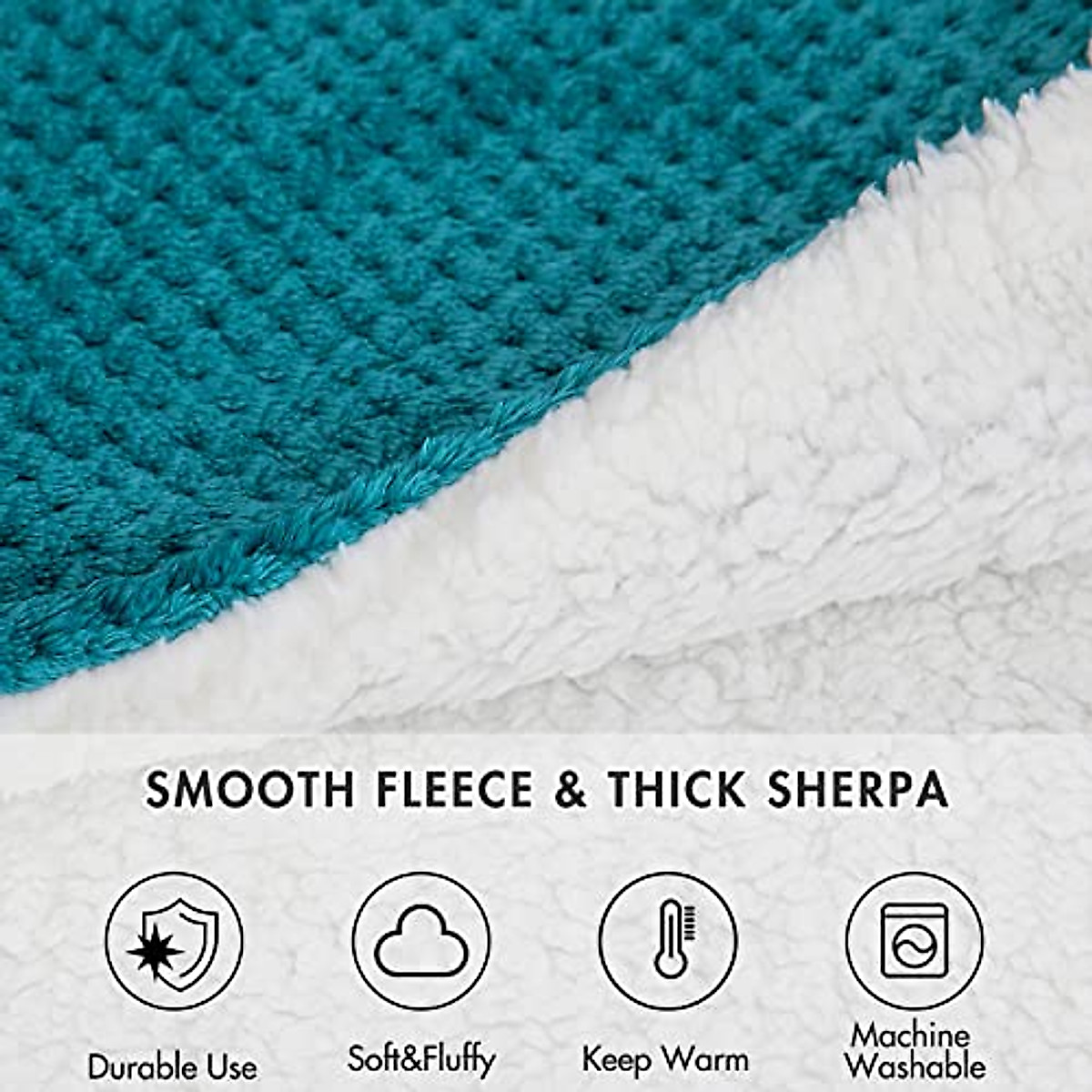 MIULEE Sherpa Fleece Blanket - Fuzzy, Super Soft Throw Blankets for Couch - Thick Fluffy Warm Blankets Perfect for Bed, Sofa, Adults - Cozy Plush Winter Plush Throws(Teal, 50" x 60")
