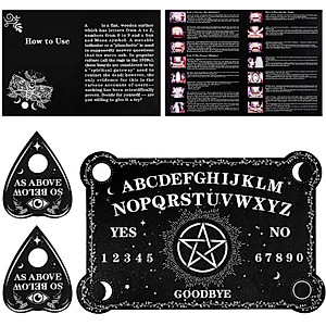 Pendulum Dowsing Divination Board Set Black Wooden Talking Board with Planchette Accessories for Teens Adults Birthday Party and Family Gatherings Games Supplies (Pentagram Style)