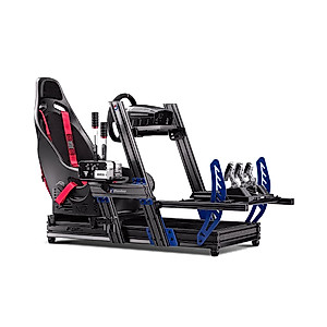 Next Level Racing F-GT Elite Formula and GT Aluminum Profile Simulator Cockpit iRacing Edition (NLR-E012) - PC and Next Level Racing Floor Mat (NLR-A005)