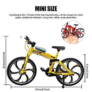 Lynkaye 1pcs Mini Bike Finger Mountain Bike Zinc Alloy Finger Mountain Bike Mini Bicycle Model Cool Boy Toy Decoration Crafts for Home,Bedroom,Living Room,Office,Study Decoration (Yellow)