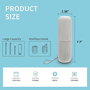 Sunenlyst 2Pcs Travel Toothbrush Holder, Portable Toothbrush Cup Case Long 7.7 inch for Traveling, Camping, Business Trip and School, Multifuction Toothbrushes Toothpaste Set