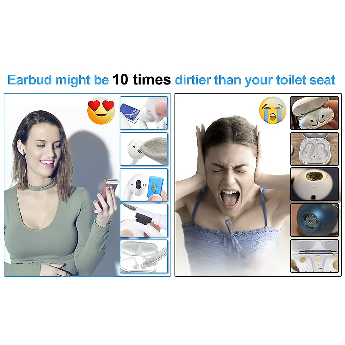 Airpod Cleaner Kit,Earbuds Cleaning Pen for Airpods Pro 1 2 Generation Earphones Case Headphone Multi-Function Pen Brushes Putty Tool for Phone Speaker Compatible iPhone Charging Lightning Port Hole