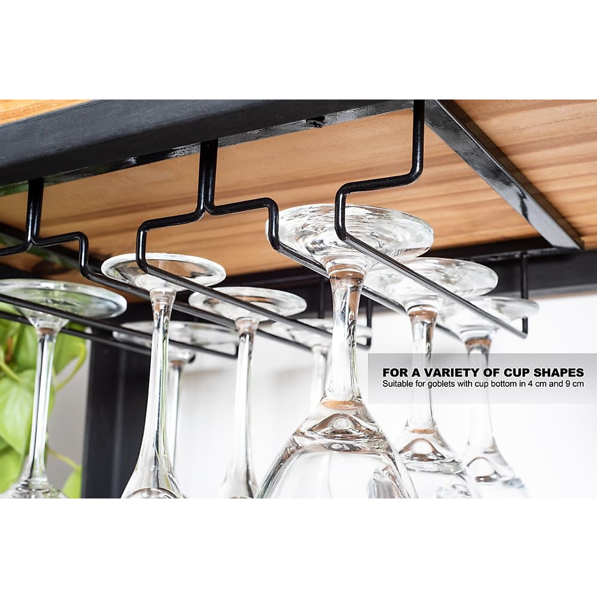 Set of 1 Wine Glass Holder and 1 Drying Mug Hook - Wine Glass Rack for Easy Storage and Organization - Stylish and Sturdy Wine Glass Rack Under Cabinet - Enjoy Your Wine Glass Hooks!