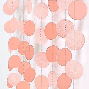 Cheerland Circle Dots Garland for Wedding Party Decorations Winter Wonderland Hanging Circle Streamers Dot Backdrop Backdrop Banner Decor for Bday Birthday Baby Shower Bachelorette (Pink)