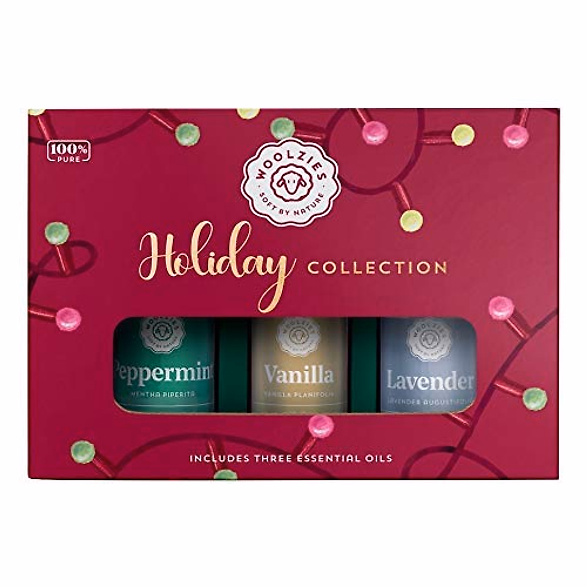 Woolzies Christmas Holiday Essential Oil Set of 3 | Incl. 100% Pure Lavender, Vanilla & Peppermint Oils | Great for Gifting