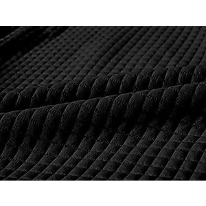 Yundobop Men's Pullover Hoodies Plaid Jacquard Long Sleeve Drawstring Hipster Casual Hooded Sweatshirts with Kanga Pockets Black L