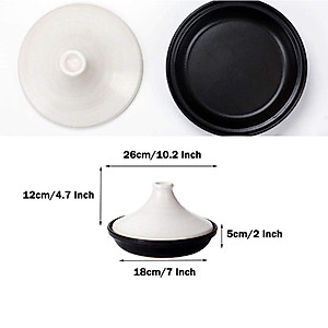 MYYINGBIN 10.2 Inches Moroccan Tagine Clay Casserole Slow Cooker Non-Porous Cone Lid Suitable for 2-5 People, Red