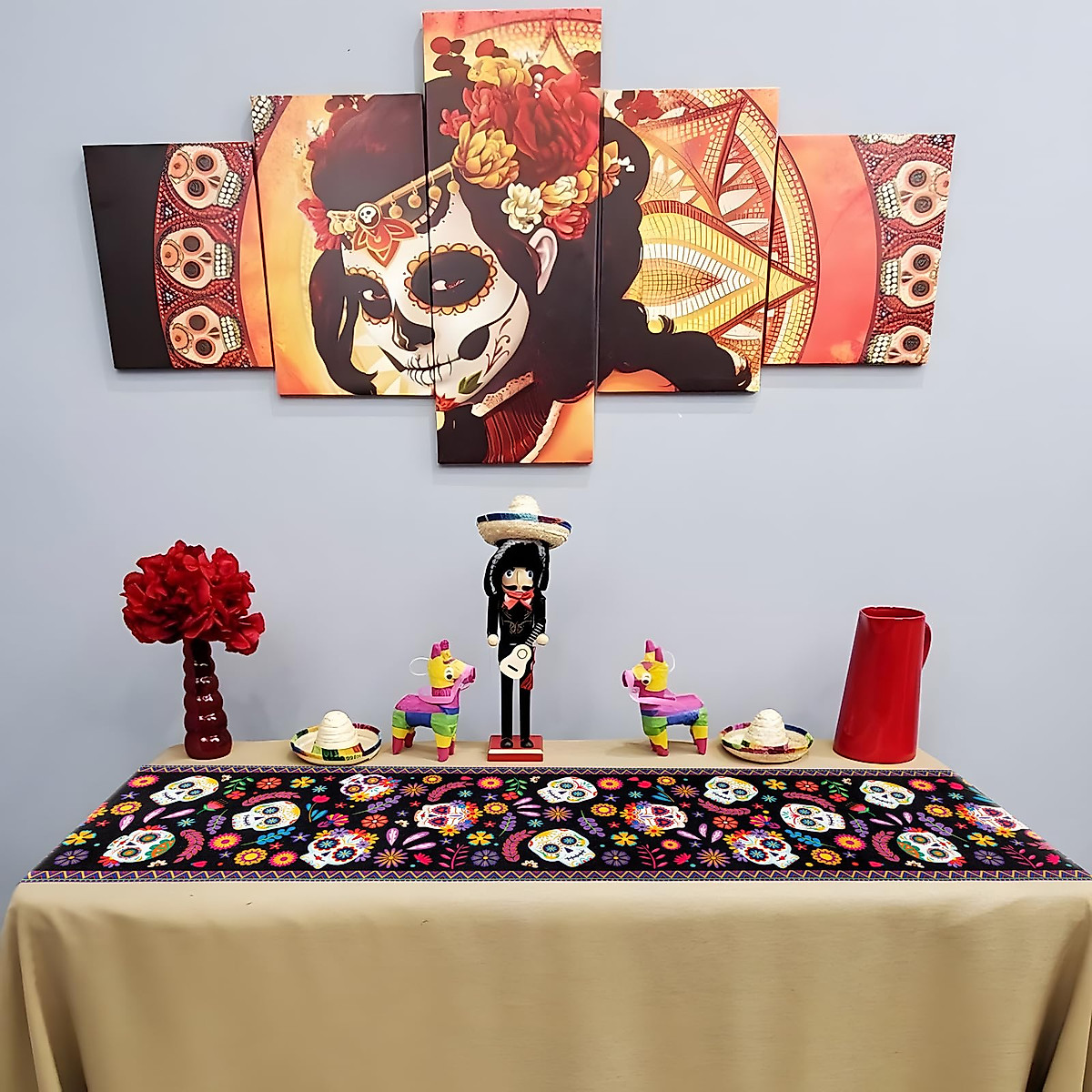 Dia De Los Muertos/Day of The Dead Decorations for Alter Table Runner Mexican Ofrenda Party Decor