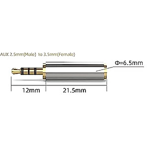 JacobsParts 2.5mm Male to 3.5mm Female Stereo Audio Headphone Jack Adapter Converter, Gold Plated